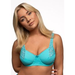 B&uuml;gel-BH verstellbare Tr&auml;ger, ohne Schale, mit B&uuml;gel, mit Spitze, mit Schleife blau 85, Cup C B&uuml;gel-BH