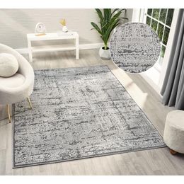 OTTO home Teppich &raquo;Selin&laquo; rechteckig 9 mm H&ouml;he dezenter Glanz, Schrumpf-Garn-Effekt, im Vintage-Look, dichte Qualit&auml;t grau Kunstfaser B : 60cm 1 Stk.,