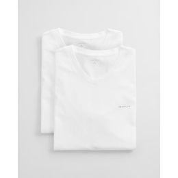 Gant Herren Kurzarmshirt &raquo;V-NECK T-SHIRT 2-PACK&laquo; Mit V-Ausschnitt wei&szlig; XXL
