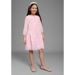 Kidsworld M&auml;dchen Kidsworld Spitzenkleid &raquo;Kleid mit Lochstickerei f&uuml;r M&auml;dchen&laquo; aus Popeline und Web-Material, mit ausgestellter Passform 134, N-Gr
