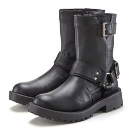 Lascana Damen Lascana Bikerboots mit trendigen Zierschnallen, Stiefel, Stiefelette schwarz 40