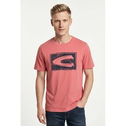 Camel Active Herren Camel Active T-Shirt normale Passform, Kurzarm-Design, bedruckte Optik mit Logo-Print rosa S
