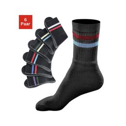 GO IN Damen GO IN Freizeitsocken &raquo;Tennissocken Damen Herren Kinder Sportsocken Ringel Baumwollmischung&laquo; Packung, 6 Stk. tlg. mit Frottee, mit 