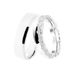 DOOSTI Unisex DOOSTI Trauring &raquo;Schmuck Geschenk Silber 925 Trauring Ehering Partnerring LIEBE&laquo; wahlweise mit oder ohne Zirkonia silber 54,mit Zirkonia