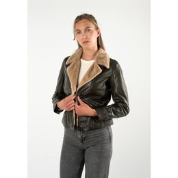 Mauritius Damen Lederjacke &raquo;MWIcelyn&laquo; mit Reverskragen mit Fake-Fur-Besatz, tailliert braun XS (34) Trachtenmode