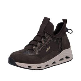 Rieker Damen Slip-On Sneaker Freizeitschuh, Schlupfboots, High-Top-Sneaker, Slip-On mit Gummizug braun 37