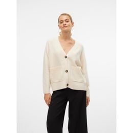 V&eacute;ro Moda Vero Moda Damen Strickjacke &raquo;VMBOOM LS V-NECK BUTTON CARDIGAN GA NOOS&laquo; Materialmix, loose fit beige XS