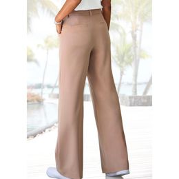 Lascana Damen Lascana Anzughose &raquo;mit verstellbarem Bund&laquo; individuell regulierbarer Bund, Businesshose, gerade Beinform beige 40, N-Gr