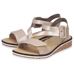 Rieker Damen Riemchensandale Sommerschuh, Sandalette, Keilabsatz, mit asymmetrischem Riemchen beige 41