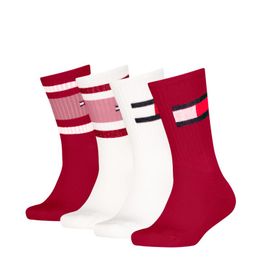 Tommy Hilfiger Herren Socken &raquo;TH KIDS SOCK 4P FLAG & SPORT STRIPE ECOM&laquo; mit verst&auml;rkten Fersenbereichen rosa 27-30