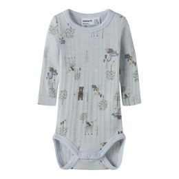 name it Jungen Langarmbody &raquo;NBMWANG WOOL NEEDLE LS BODY NOOS&laquo; Wolle grau 74, N-Gr