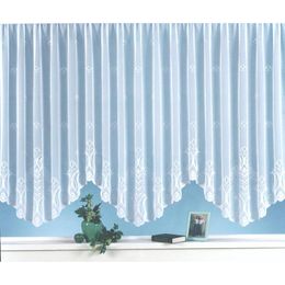 Weckbrodt-Gardinen Gardine &raquo;Alina&laquo; Kr&auml;uselband 1 Stk. tlg. Bogenstore, Jacquard, halbtransparent, Allover, Motiv, Bord&uuml;re, Store wei&szlig; Jacquard, Polyester 145cm, 