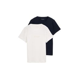 Tom Tailor Damen Tom Tailor T-Shirt Packung, 2 Stk. mit Logo Schriftzug blau M