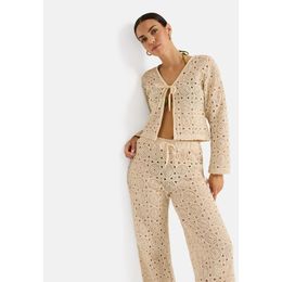 Lscn By Lascana Damen LSCN by LASCANA Strickjacke aus H&auml;kelspitze beige 36