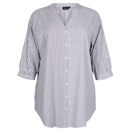 ZIZZI Tunika 'Mfia' Damen Gr&ouml;&szlig;e 5XL/6XL schwarzmeliert / wei&szlig;