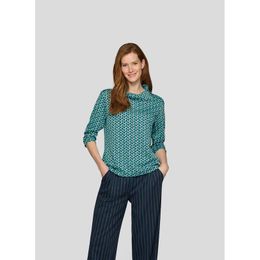 Rabe Damen 3/4-Arm-Shirt mit geschlitztem Rollkragen und Minimal Print 52