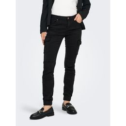 Only Damen Only Cargohose &raquo;ONLMISSOURI REG ANK CARGO PNT NOOS&laquo; mit Stretchs&auml;umen schwarz 40L, L&auml;nge 30