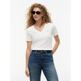 Tommy Hilfiger Damen T-Shirt &raquo;CODY V-NECK SHORT SLEEVE&laquo; mit V-Ausschnitt, Baumwolle, Slim Fit wei&szlig; XXS (32)