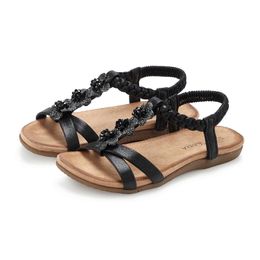 Lascana Damen Lascana Sandale &raquo;Sommerschuh, Sandalette, offener Schuh,&laquo; mit eleganten Schmucksteinchen und elastischem Riemchen schwarz 41