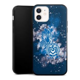 DeinDesign iPhone 12 Handy Slim Case extra d&uuml;nn Silikon Handyh&uuml;lle schwarz H&uuml;lle Msv Duisburg Official Licensed Product Water Colour Silikon Slim Case