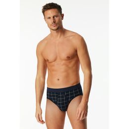 Schiesser Herren Slip &raquo;Fine Interlock&laquo; mit Eingriff, kariert blau 10