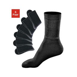 GO IN Damen GO IN Tennissocken &raquo;Damen Herren Kinder Sportsocken Retro aus Atmungsaktive Baumwolle&laquo; Packung, 6 Stk. tlg. mit geripptem Schaft schwarz 