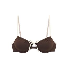 Copenhagen Studios Damen B&uuml;gel-Bikini-Top &raquo;Emma&laquo; mit Kontrastdetails braun 42, Cup B