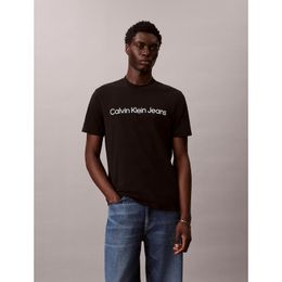 Calvin Klein Jeans Herren T-Shirt Rundhalsausschnitt, Regular Fit, Logoschriftzug M (50)