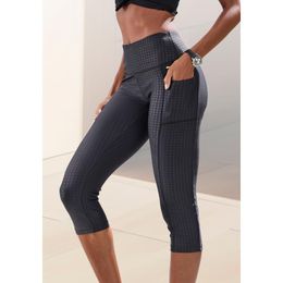 Lascana Damen Lascana Caprileggings Sporthose im Allover-Druck schwarz XS (32/34), N-Gr