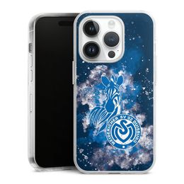 DeinDesign iPhone 14 Pro Handy Case Handyh&uuml;lle transparent H&uuml;lle Msv Duisburg Official Licensed Product Water Colour Hard Case