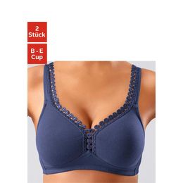Petite Fleur By Lascana Damen petite fleur by Lascana Soft-BH &raquo;, BH ohne B&uuml;gel, Baumwoll-BH&laquo; Packung, gro&szlig;e Gr&ouml;&szlig;en, bequemer BH blau 80, Cup C