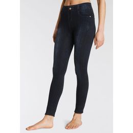 Buffalo Damen Jeansleggings in Denim-Look mit bunten Umschlagb&uuml;ndchen, Jeggings blau 38, N-Gr