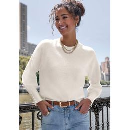 Lascana Rundhalspullover mit Zierkn&ouml;pfen, Winterpullover, kuscheliges Basic wei&szlig; 40/42 Rundhalspullover
