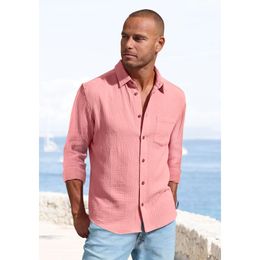 Beach Time Beachtime Herren Langarmhemd &raquo;Regular fit&laquo; Langarm, Freizeithemd aus Musselin-Ware rosa L (41/42), N-Gr