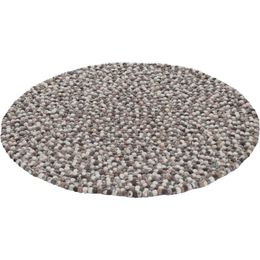 Theko Wollteppich &raquo;Felty 2.2&laquo; rund 22 mm H&ouml;he Filzkugel-Teppich, reine Wolle, handgefertigt beige Wolle &Oslash; 34cm 1 Stk., 22mm, &Oslash; 34cm