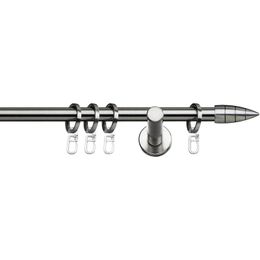 Indeko Gardinenstange &raquo;Menorca&laquo; &Oslash; 12 mm 1 l&auml;ufig-l&auml;ufig Fixma&szlig; Komplett-Set inkl. Ringen und Montagematerial silber Stahl B/L: 120cm &Oslash; 12mm, 1 Stk., 1
