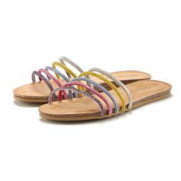Lascana Damen Lascana Pantolette &raquo;Mule, Sandale, offener Schuh, Sommerschuh,&laquo; mit Lederanteil & Strasssteinchen silber 38