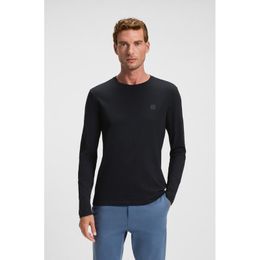 BOSS Orange Herren BOSS Orange Langarmshirt &raquo;Tacks&laquo; mit Markenlogo auf der Brust blau M