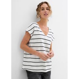 bonprix Damen bonprix T-Shirt oversize Passform, aus Baumwolle, mit Kurzarm wei&szlig; 36/38 (S)