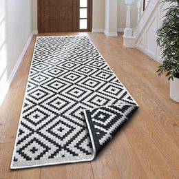 OTTO home Teppich &raquo;Ronda Wendeteppich&laquo; rechteckig 5 mm H&ouml;he Sisal-Optik, Flachgewebe, In- und Outdoor, geometrisches Boho Design schwarz Kunstfaser B 