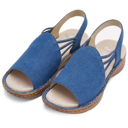Ara Damen Riemchensandale &raquo;HAWAII&laquo; Keilabsatz, Sandalette mit Gummiz&uuml;gen, in Schuhweite G (= weit) blau 38