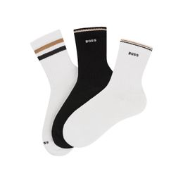 BOSS Herren BOSS Socken &raquo;3P QS Rib Iconic VB&laquo; 3 Paar tlg. mit rippen und sportiven Streifen wei&szlig; 43-46