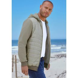H.I.S. H.I.S Herren Kapuzensweatjacke im vorderen Bereich gesteppt, mit abnehmbarer Kapuze gr&uuml;n XL (56/58)