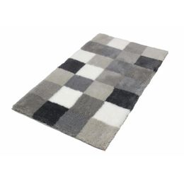 Kleine Wolke Badematte &raquo;Caro, Badvorleger, Badezimmer Teppich&laquo; H&ouml;he 25 mm rutschhemmend beschichtet fu&szlig;bodenheizungsgeeignet Badteppich, modernes Karo-Muster, 