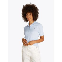 Tommy Hilfiger Damen Poloshirt &raquo;1985 REG PIQUE POLO&laquo; mit Logo-Stickerei, Seitenschlitze, Regular Fit blau M (38)