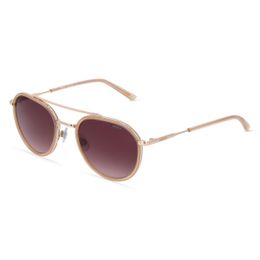Mexx Eyes 6521 | Unisex-Sonnenbrille | Fassung: Vollrand, Panto, Metall, Gold Beige | Glasfarbe: Braun Verlaufend