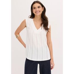 bonprix Damen bonprix Blusentop 1 bequeme Passform, ohne &Auml;rmel, mit Lochstickerei wei&szlig; 48/50 (XL)