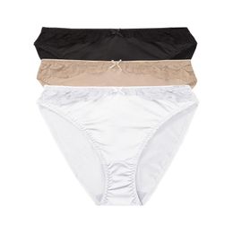 bonprix Damen bonprix Slip &raquo;Slip mit Spitze (3er Pack)&laquo; Packung, 3 Stk. mit zweifarbigem Stickereieinsatz, mit zarter Spitze, 3er Pack schwarz 44/46 (