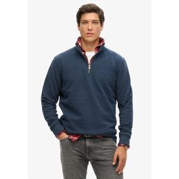 Superdry Herren Sweatshirt &raquo;ESSENTIAL LOGO HENLEY&laquo;, aus Baumwolle und Polyester, Loose Fit, angeraute Sweatware blau XL