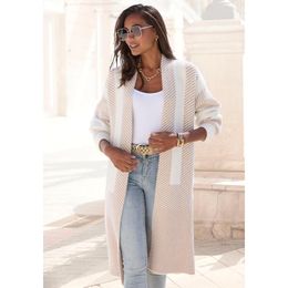 Lascana Longstrickjacke aus flauschigem Strick, Cardigan mit langen &Auml;rmeln beige 52/54 Longstrickjacke